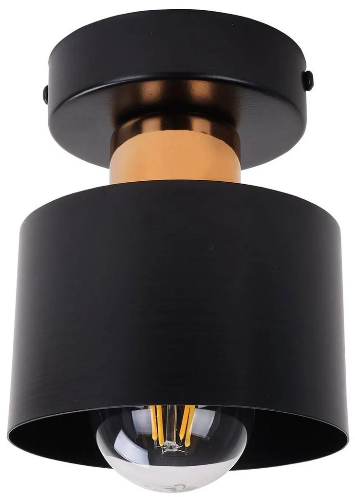 Stropní svítidlo PANTA, 1x černé kovové stínítko, (výběr ze 2 barev uchycení)