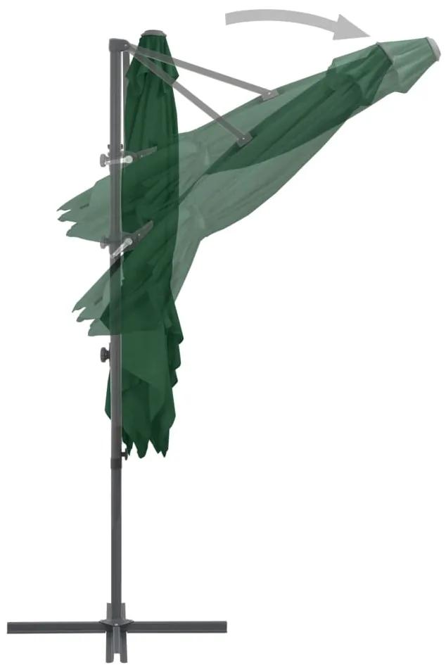 vidaXL Konzolový slunečník s ocelovou tyčí 250 x 250 cm zelený