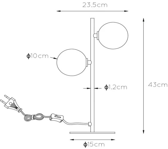 Lucide 45574/02/30 - Stolní lampa TYCHO 2xG9/28W/230V černá