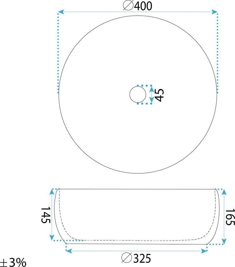 Rea Galaxy, umyvadlo na desku 400x400x165 mm, bílá lesklá, REA-U0640
