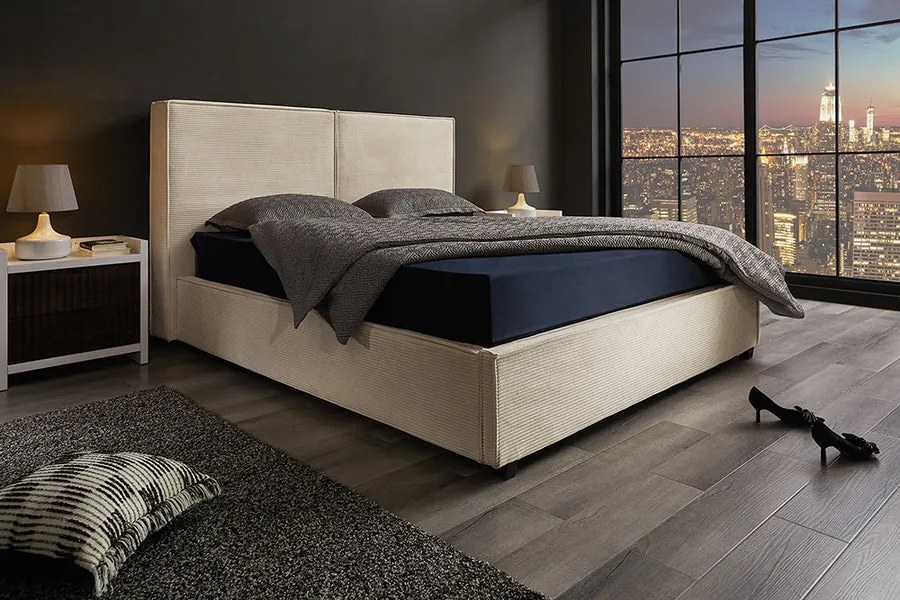 Invicta Čalouněná postel ROCO 180x200 s úložným prostorem béžová 45921