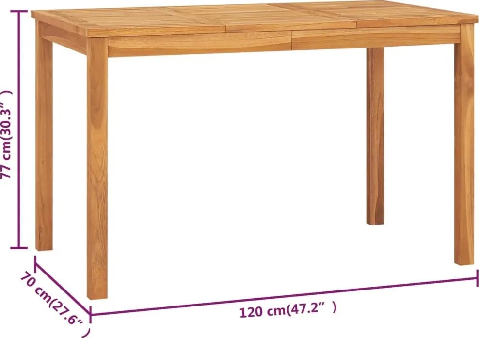vidaXL Zahradní jídelní stůl 120 x 70 x 77 cm masivní teakové dřevo [316630]