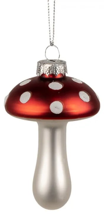 Skleněná vánoční ozdoba houba muchomůrka I – 6x9 cm