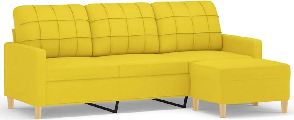 3místná pohovka s podnožkou světle žlutá 180 cm textil 3201006