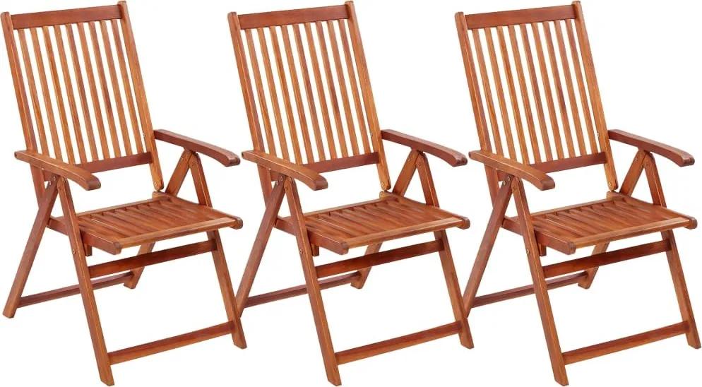 vidaXL Skládací zahradní židle 3 ks masivní akáciové dřevo [310293]