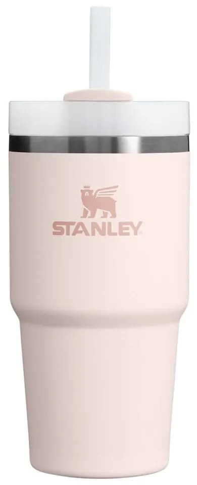 Světle růžová termoska s brčkem z nerezové oceli 600 ml Quencher H2.0 FlowState Tumbler Rose Quartz – Stanley