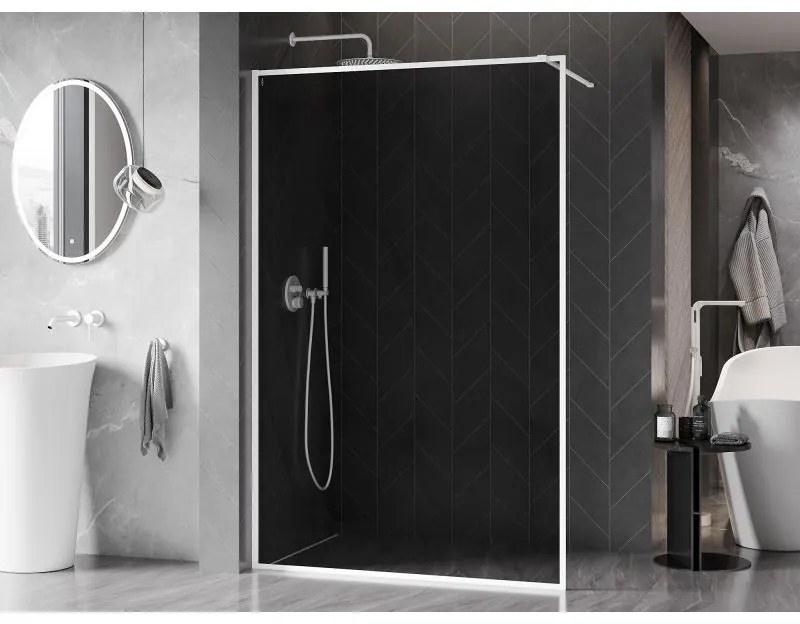 Mexen, Mexen Kioto-XF sprchová stěna s rámem 60 x 202 cm, grafit 10 mm, bílá - 800-060-104-20-40-X