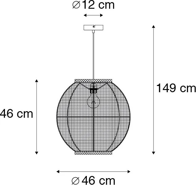 Orientální závěsné svítidlo hnědé 46 cm - Rob