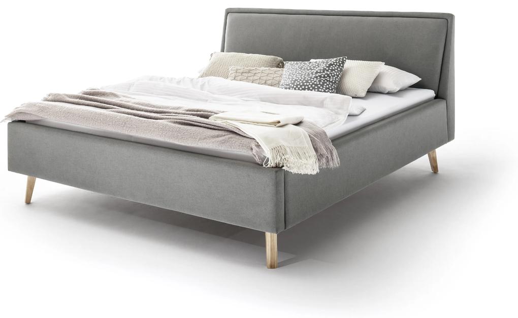 Čalouněná postel FRIEDA 160x200, světle šedá Barva: dřevo