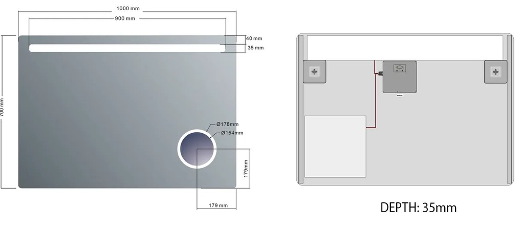 Sapho, ASTRO LED podsvícené zrcadlo 1000x700mm, kosmetické zrcátko, MIRL4