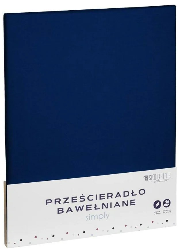 Spod Igły i Nitki Bavlněné prostěradlo 140x200 tmavě modré jednobarevné Simply