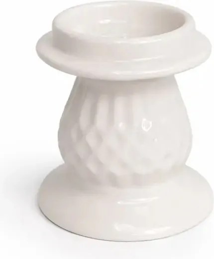 Vánoční svícen na stůl 7 × 7 × 6,5 cm, keramický, bílý