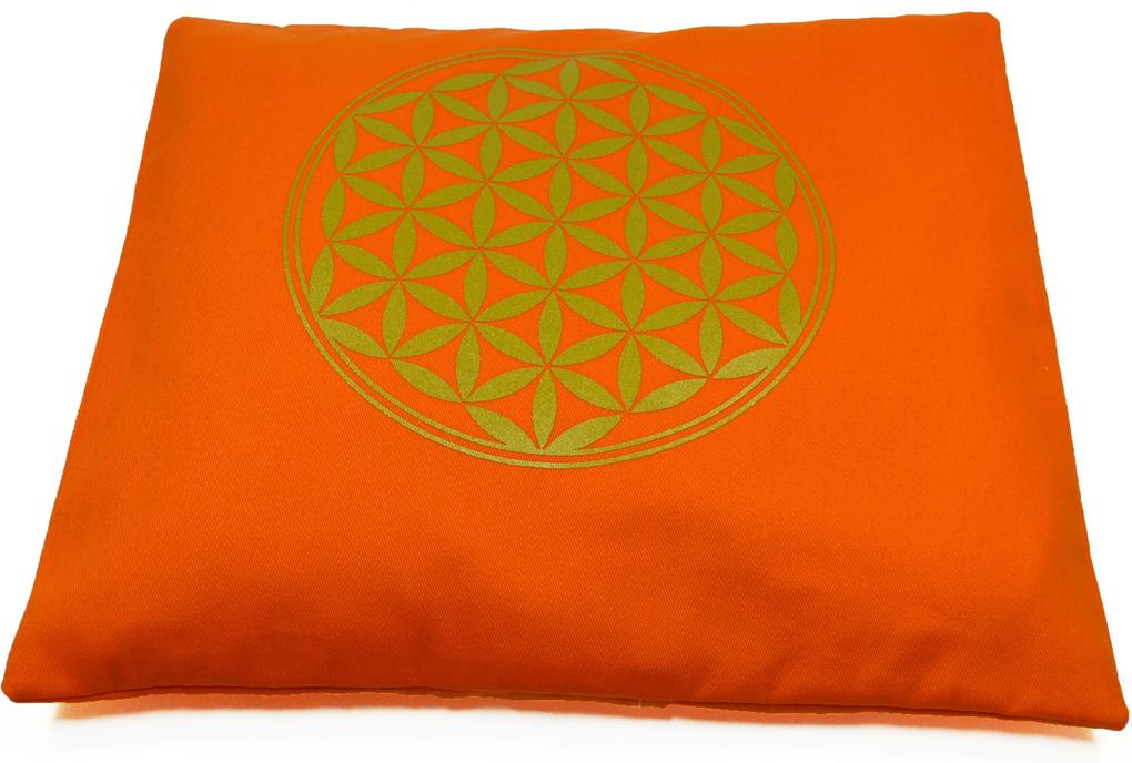 S radostí - vlastní výroba Pohankový polštář s květem života - oranžový Velikost: 35 x 40 cm