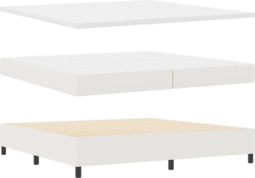 Postel s boxspringem s čelo Krémová a bílá 200 x 200 cm 3337529