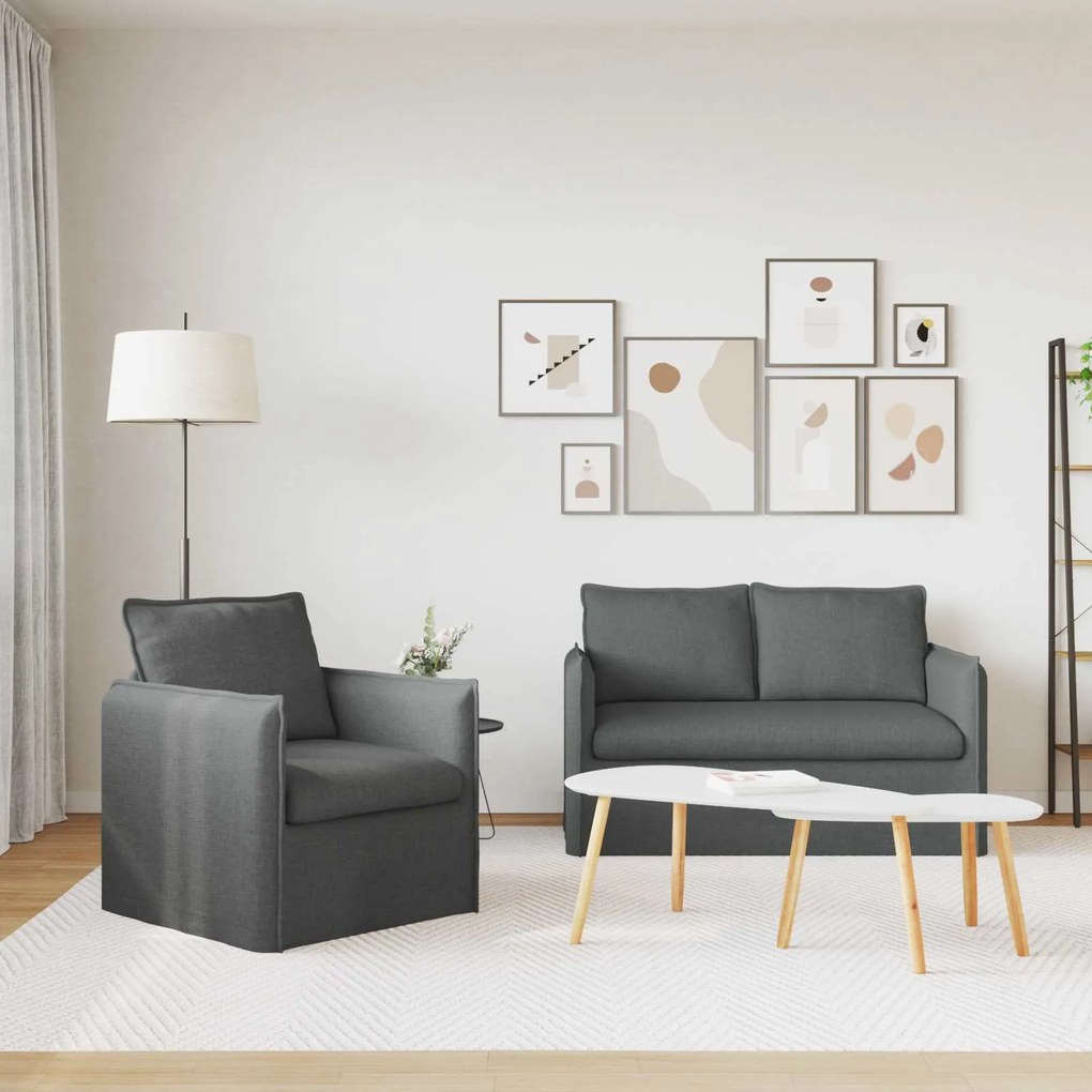 Set pohovek 2 ks Tmavě šedá Textil 3407524