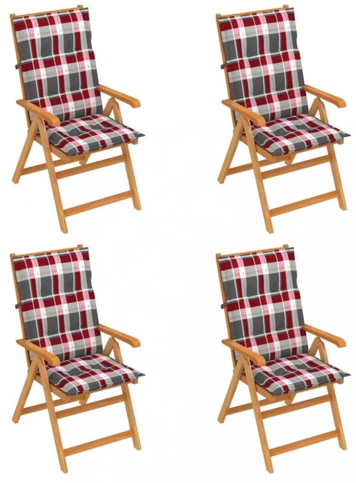 Skládací zahradní židle 4 ks s poduškami Dekorhome Šedá kostka