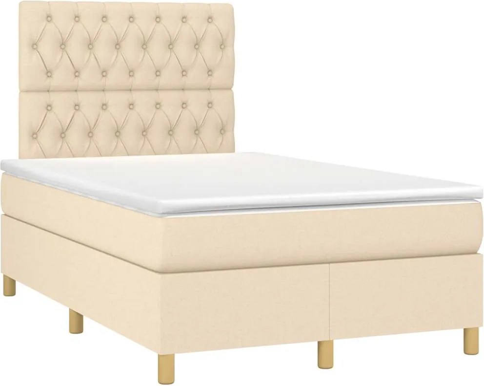 Box spring postel s matrací a LED krémová 120x190 cm textil 3270272