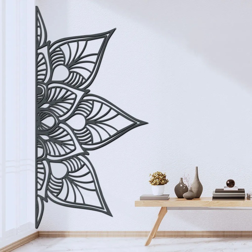 dřevo života Dřevěná mandala k posteli KVET Zvolte rozměr (cm): 90x46, Zvolte barvu dekoru: Dub Sonoma