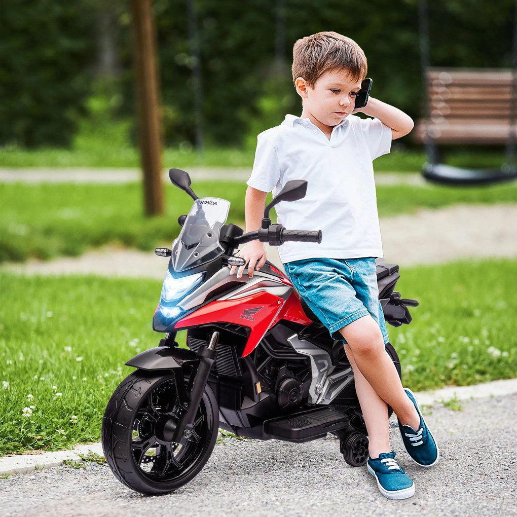 AIYAPLAY 12V dětská motorka s MP3, USB, LED světlometem červená