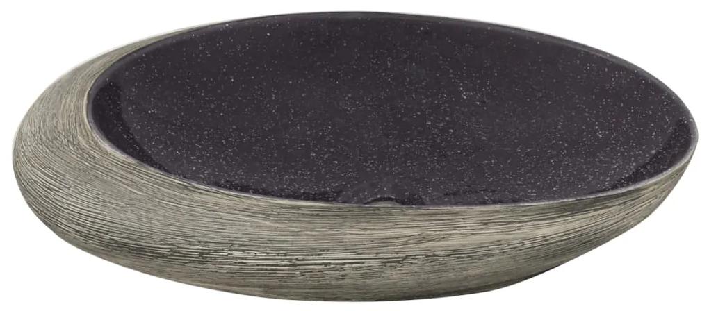 Umyvadlo na desku fialové a šedé oválné 59x40x14 cm keramika,  155092