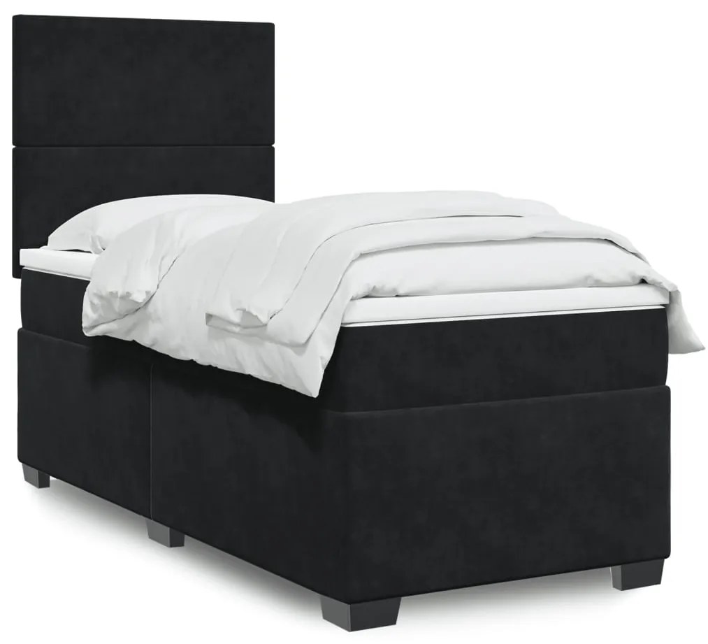 Box spring postel s matrací černá 90x190 cm samet 3290782