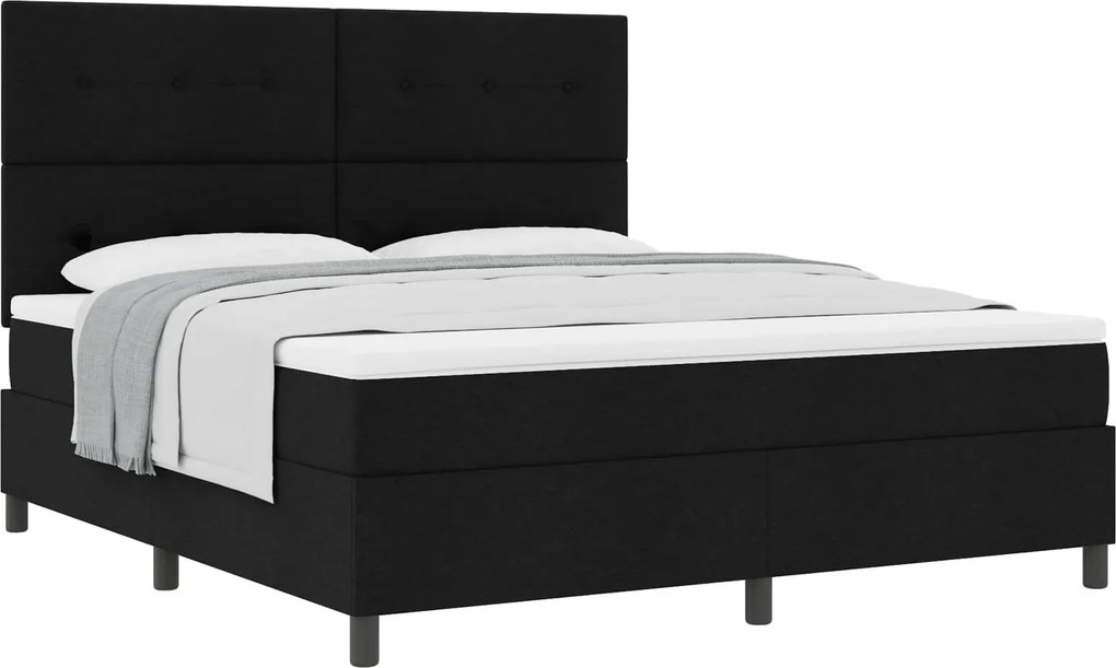 Postel s boxspringem s čelo Černá 180 x 200 cm textil 3339408