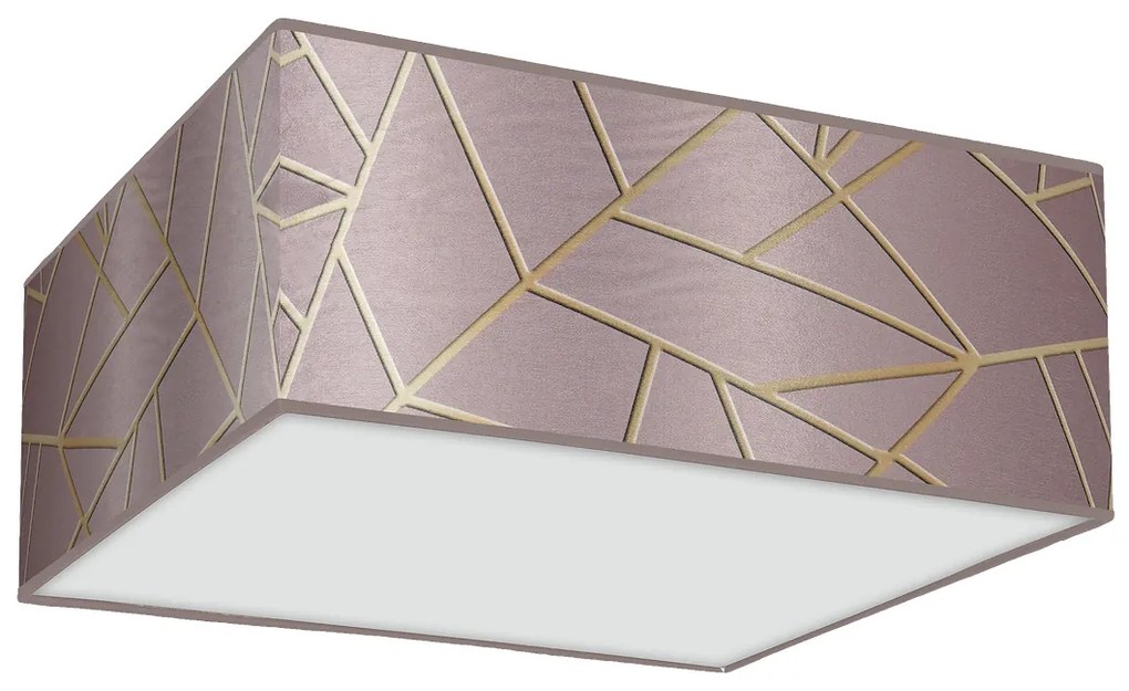 Stropní svítidlo Ziggy Square, 1x růžové/zlaté textilní stínítko, (bílé plexisklo), (50 cm)