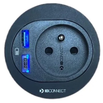 IBConnect Elektro zásuvka Atom matná černá - různé konfigurace Konfigurace elektrozásuvky: 1x230V + USB nab. C (60W)