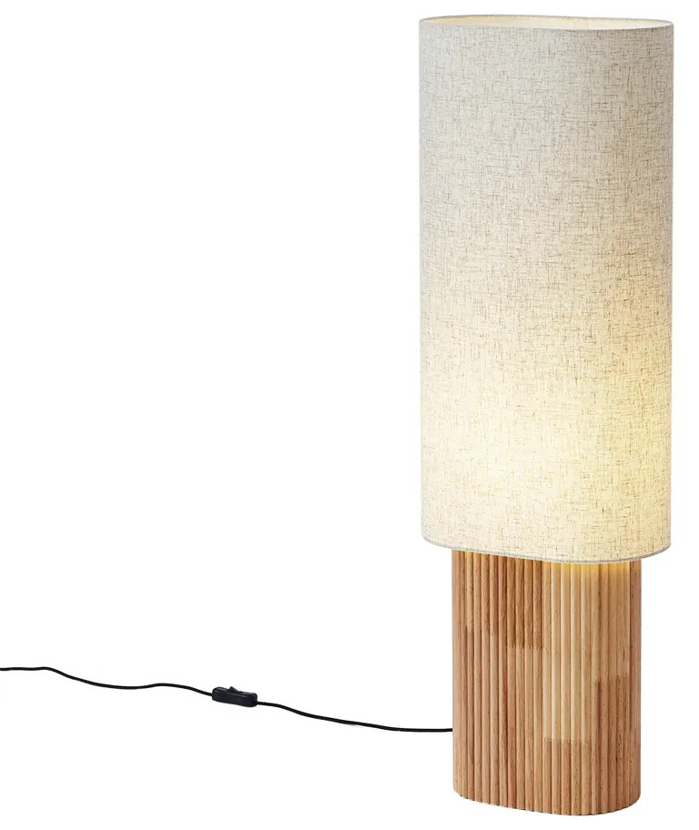 Japandi stojací lampa dřevěná s lněným stínidlem 90 cm - Lamel