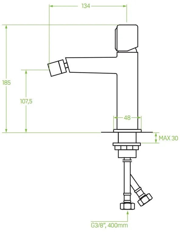 Laveo Pretto, bidetová baterie h-185, černá matná, LAV-BAO_732D