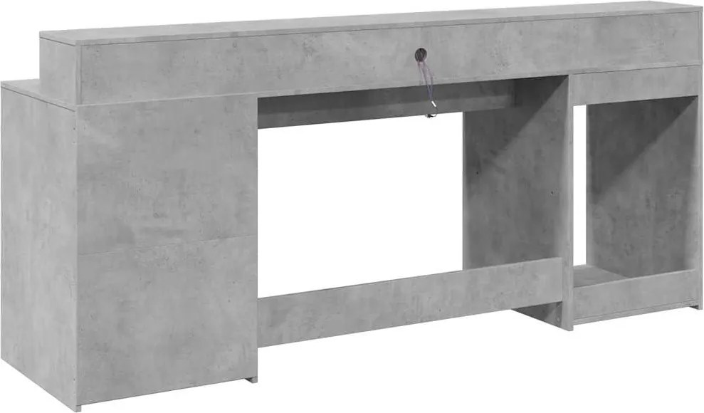 Psací stůl s LED betonově šedý 200x55x91 cm kompozitní dřevo 3309441