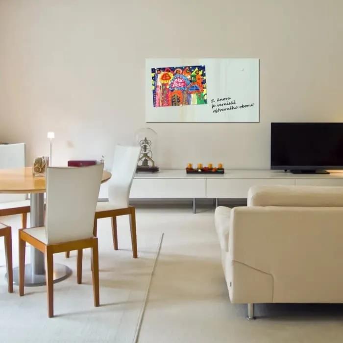 Bílá satinová skleněná pracovní a kancelářská tabule Smatab® - 100 × 150 cm