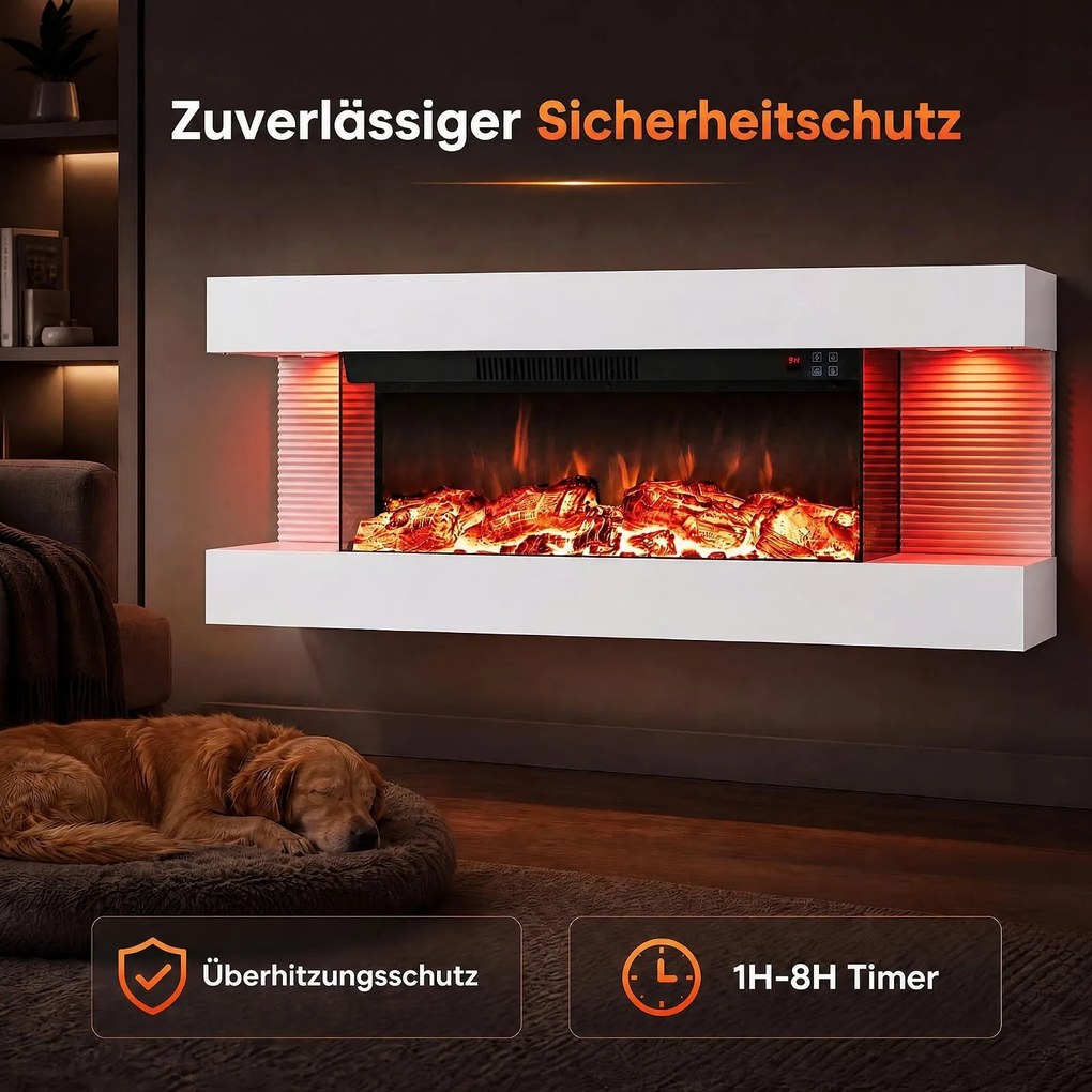Costway Třístranný elektrický krb 102 cm s LED, bílý
