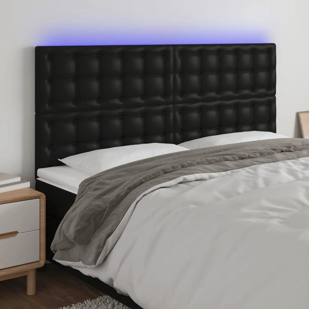Čelo postele s LED černé 180x5x118/128 cm umělá kůže