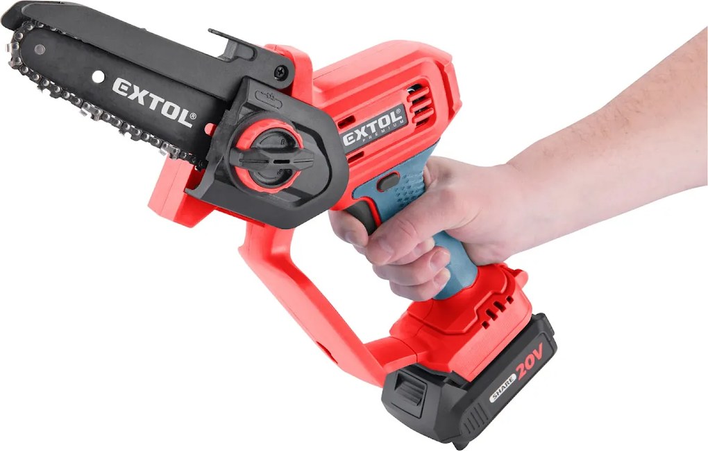 Pila řetězová aku jednoruční SHARE20V, 12cm, 20V Li-ion, 2Ah, EXTOL PREMIUM 8891922