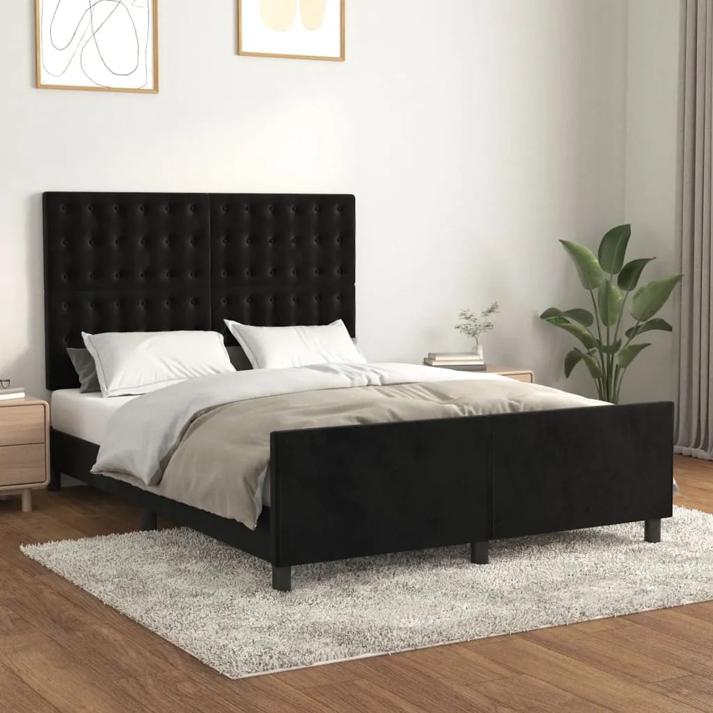 Rám postele bez matrace černý 140 x 200 cm samet 3126003