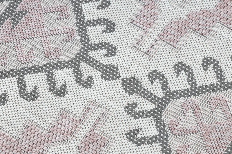 Dywany Łuszczów, Kusový koberec Sion Sisal Aztec 3007 pink/ecru – na ven i na doma, 120x170, růžová, chodba / předsíň