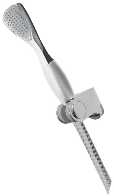 Mereo, Sprchová souprava, jednopolohová sprcha 6 x 8 cm, sprchová spirálová hadice bílá-chróm CB469F