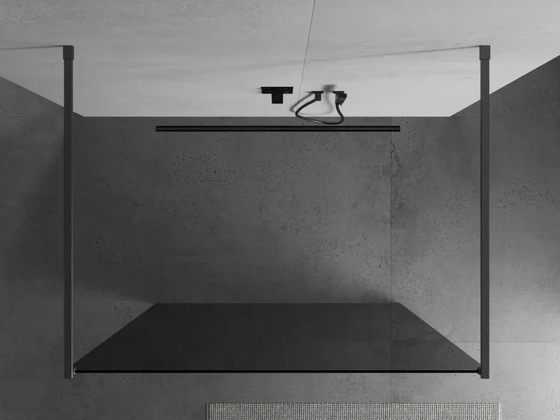 Mexen Kioto, sprchová zástěna Walk-In 100 x 200 cm, 8mm šedé sklo, grafitový profil, 800-100-002-95-40