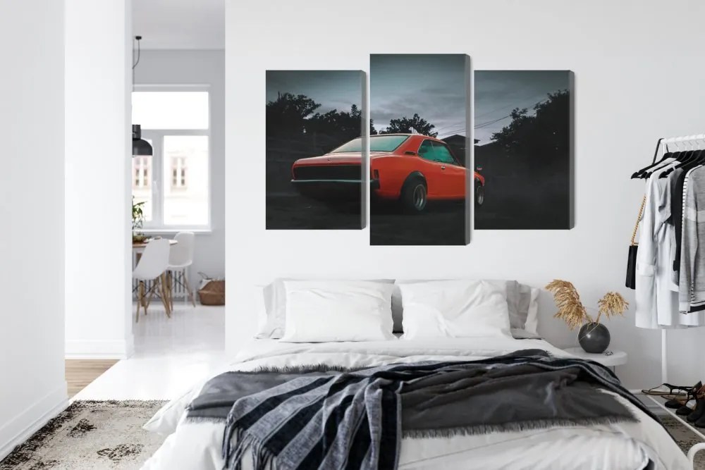 Vícedílný obraz Oranžové Retro Auto Nedostatek Nedostatek Přírodní plátno 60x40