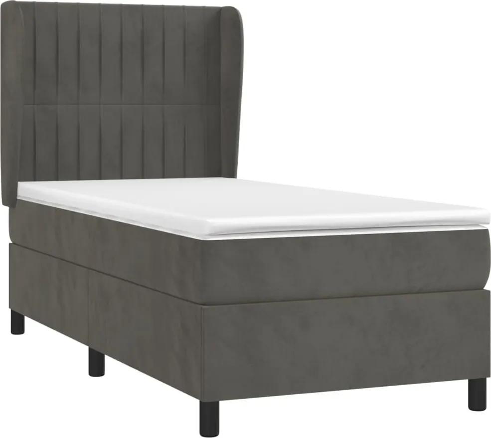 vidaXL Box spring postel s matrací 90x200 cm samet [3129310] Barva: Tmavě zelená
