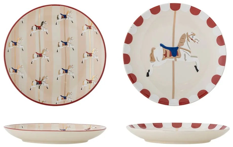 Dezertní talíře v sadě 2 ks s vánočním motivem z kameniny ø 16 cm Merry-go-round – Bloomingville