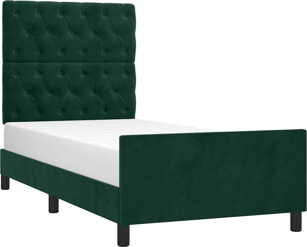 Rám postele bez matrace tmavě zelená 80 x 200 cm samet 3125907