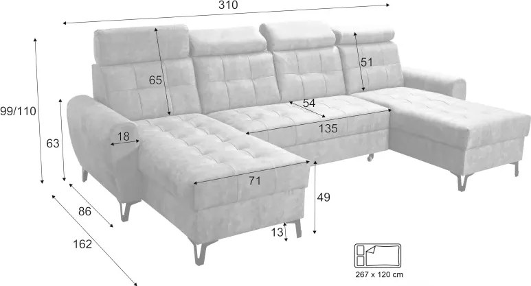 Sedací souprava Lavante U, tm. šedá (country 15)