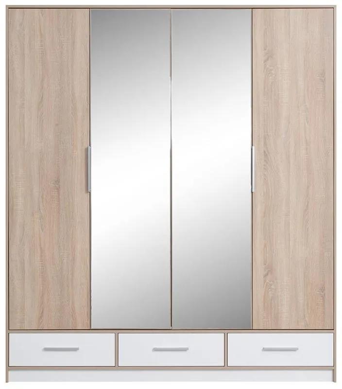 Šatní skříň ISKO IS1L - se zrcadlem - sonoma/bílá lux