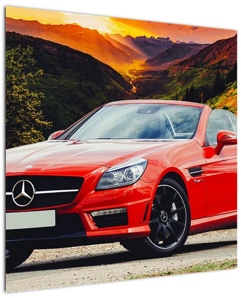 Obraz - červený Mercedes (70x70 cm), 40 dalších rozměrů