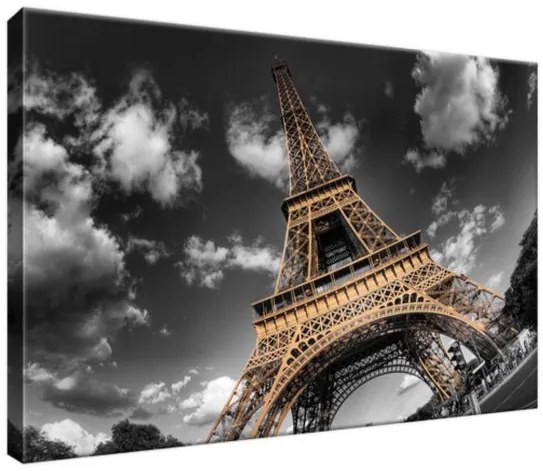Obraz na plátně Výhled zdola na Eiffelovu věž 30x20cm 263A_1T