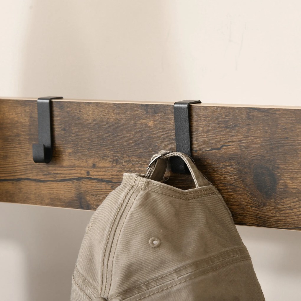 HOMCOM Stojan na kabáty a boty s 8 háčky a 2 policemi MDF Černá 72,1 x 34 x 184,8 cm