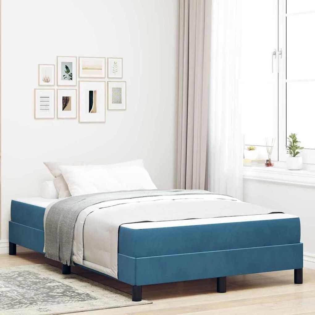 Postel s boxspringem s matrací Tmavě modrá 120 x 200 cm textil 3398687