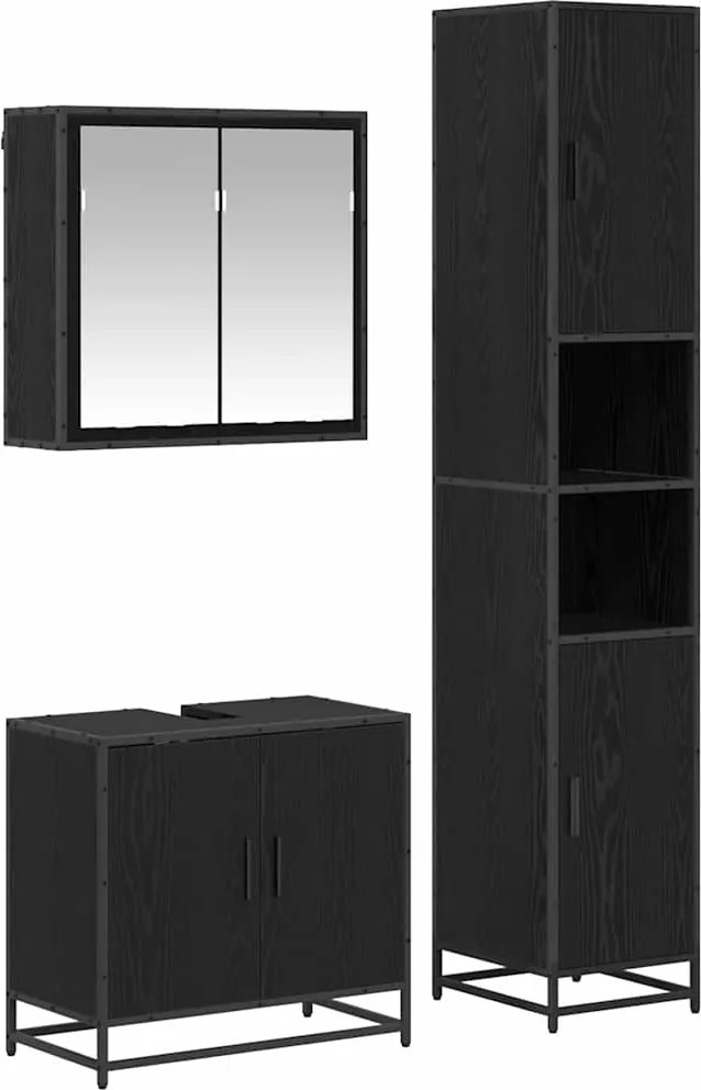 Sada koupelnového nábytku 3 ks Černý dub 65 x 33 x 60 cm 3402517